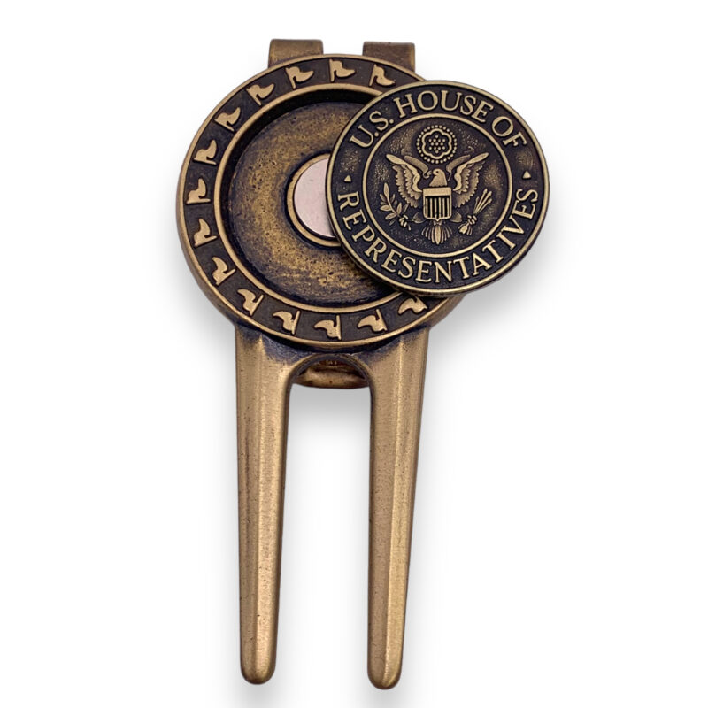 Solid Brass Divot Tool with Money Clip Back - Made in USA (a) - PINLINE